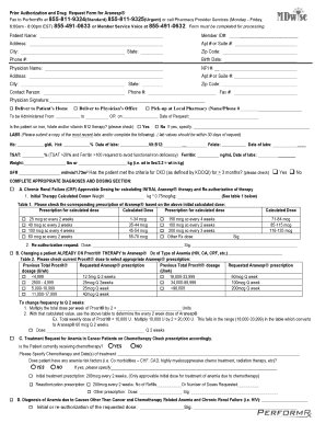 Fillable Online Prior Authorization and Drug Request Form for Aranesp Fax Email Print - pdfFiller