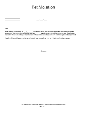 Fillable Online lela Pet Violation - Lake Erie Landlord Association Fax ...