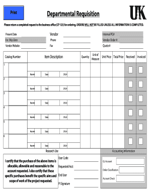 Fillable Online xray uky Departmental Requisition - University of ...