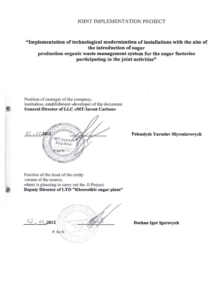 Fillable Online ji unfccc Implementation of technological modernization of installations with ...