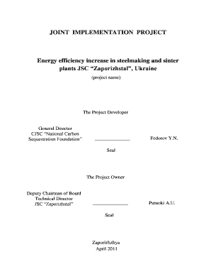 Fillable Online ji unfccc JOINT IMPLEMENTATION PROJECT Energy ...