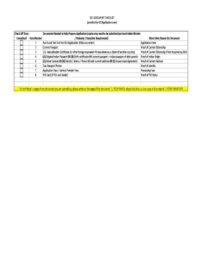 Fillable Online OCI Document Checklist.xlsx - OCI Application Fax Email ...
