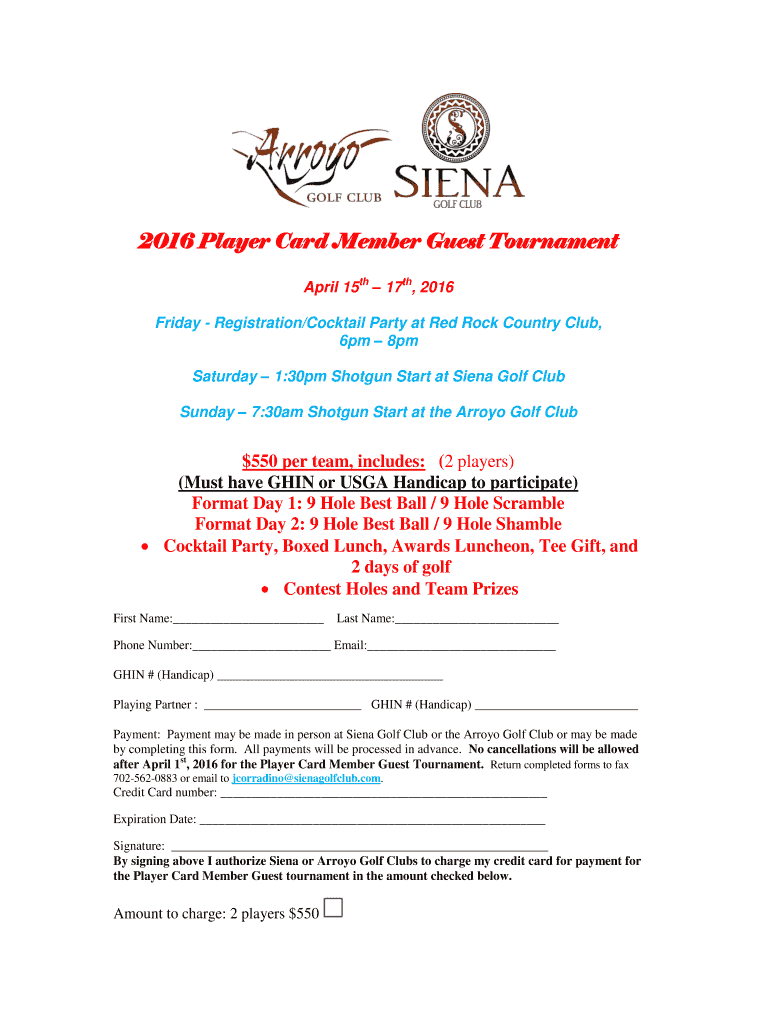 Fillable Online A printable entry form. - Siena Golf Club Fax Email ...