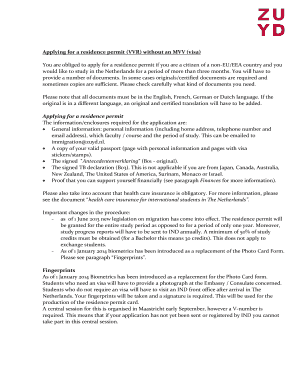 Fillable Online Applying for a residence permit (VVR) without an MVV ...