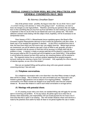 Fillable Online INITIAL CONSULTATION FEES BILLING PRACTICES AND GENERAL ...