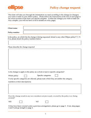 Fillable Online ellipse co Policy change request - Ellipse Insurance ...