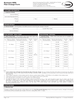 Fillable Online Business NBN Plan Change Form - OntheNet Fax Email ...