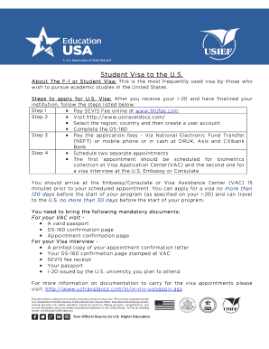 Fillable Online Student Visa to the U Fax Email Print - pdfFiller