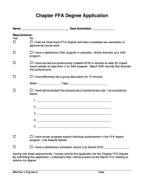 Fillable Online belton ffanow Greenhand FFA Degree Application ...
