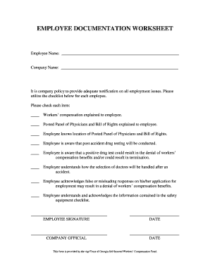Fillable Online agritrust Employee Documentation Worksheet Rev 0810 ...