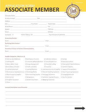 Fillable Online Revised 032016 APPLICATION FORM ASSOCIATE MEMBER ...