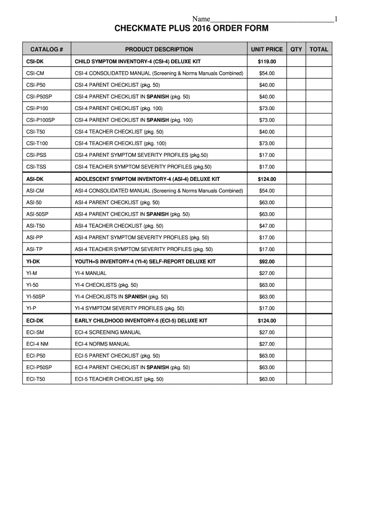 Fillable Online Order bFormb Part in PDF Format - Checkmate Plus Fax Email Print - pdfFiller