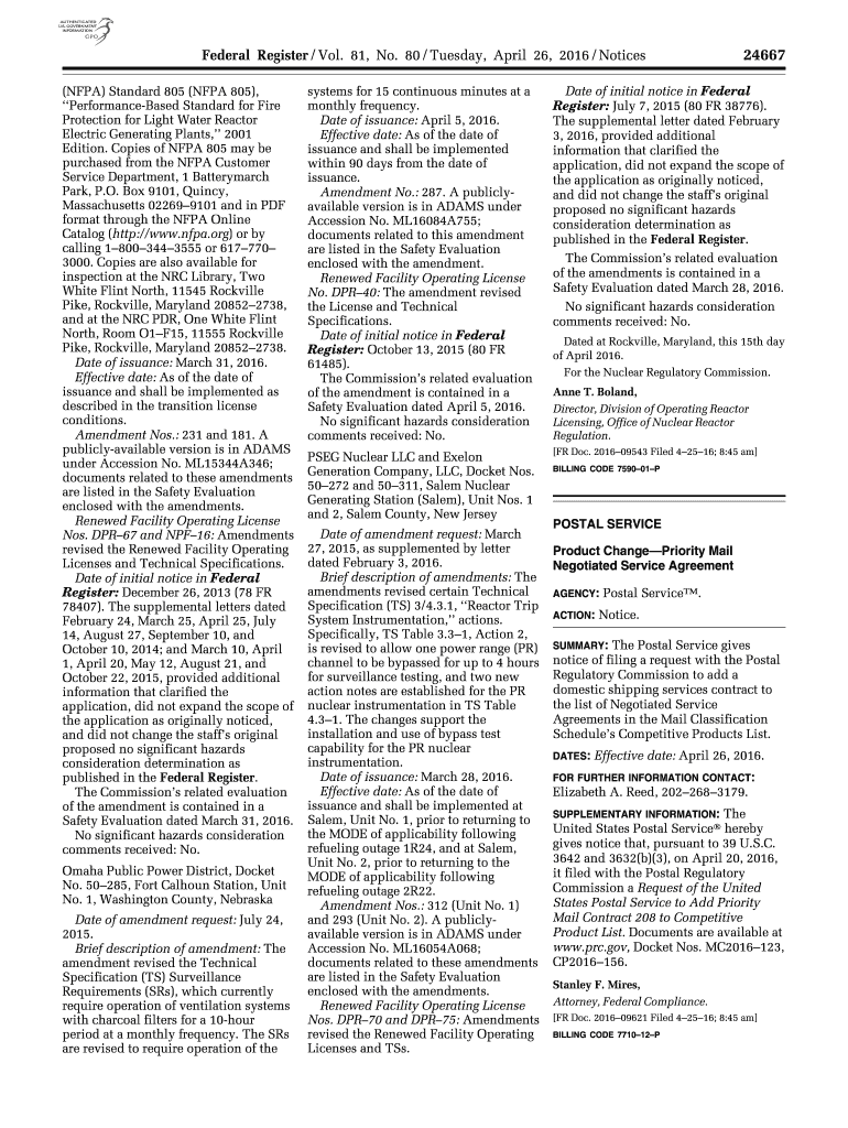 Fillable Online gpo (NFPA) Standard 805 (NFPA 805), - gpo Fax Email ...