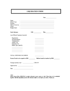 Fillable Online professionallearning ism-online Liquidation Form ...