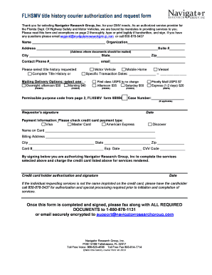 Fillable Online FLHSMV title history courier authorization and request ...