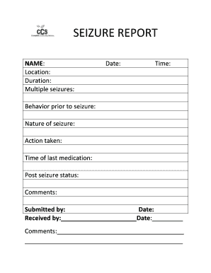 Fillable Online ccs-vt SEIZURE REPORT - Champlain Community Services ...