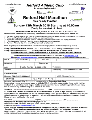 Fillable Online lwac org 2016 Retford Half Marathon Entry Form - JS ...