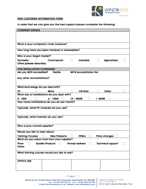 Fillable Online NEW CUSTOMER INFORMATION FORM In order that we can give ...