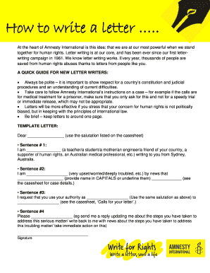 Fillable Online amnesty org How to write a letter - Amnesty ...