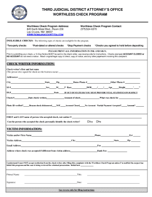 Fillable Online Worthless Check Complaint Form Fax Email Print - pdfFiller