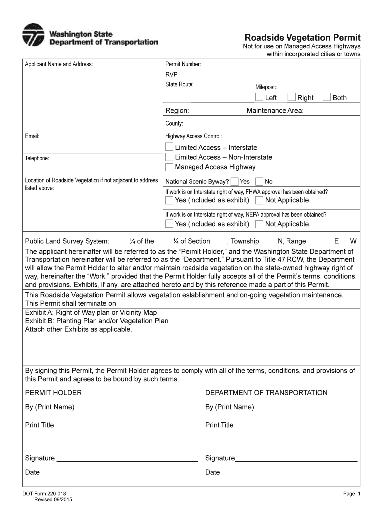 Fillable Online wsdot wa Roadside Vegetation Permit Fax Email Print - pdfFiller