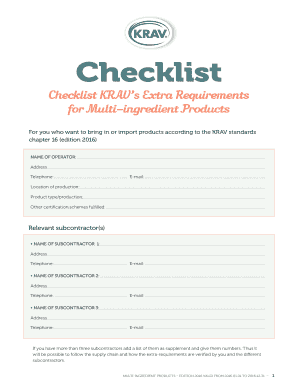 Fillable Online krav Checklist bKRAVbs Extra Requirements for Multi ...