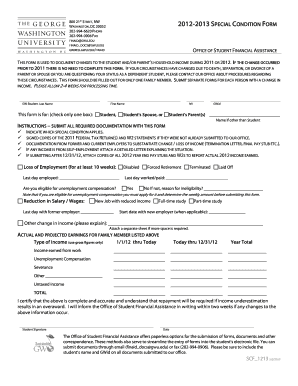 Fillable Online ST 2012-2013 SPECIAL CONDITION FORM O S F A Fax Email ...