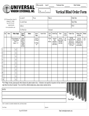 Fillable Online Page Vertical Blind Order Form Order Date Ship to Fax ...