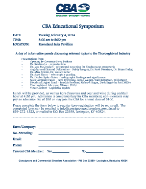 Fillable Online CBA Educational Symposium Fax Email Print - pdfFiller