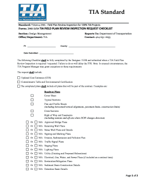 Fillable Online FORM 2440-1bTIA - TIA Field Plan Review Inspection ...