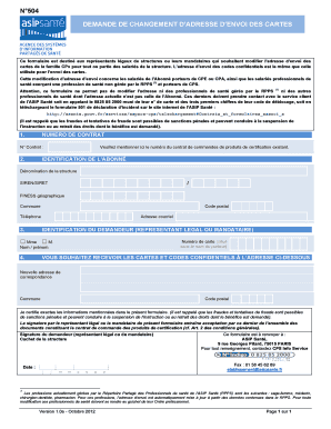 Fillable Online Formulaire 504 - Changement dadresse denvoi des cartes ...