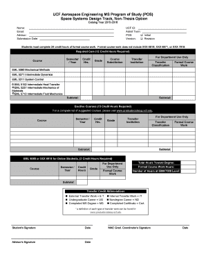 Fillable Online mae ucf UCF Aerospace Engineering MS Program of Study ...