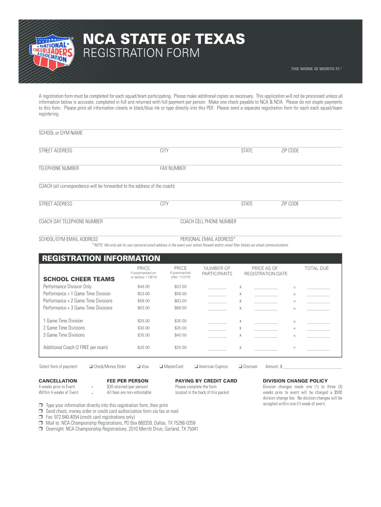 Fillable Online 15 nca state of texas registration formpdf 1 101515 12 ...