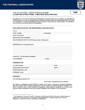 Fillable Online 1 the fa football agents regulations close relation ...