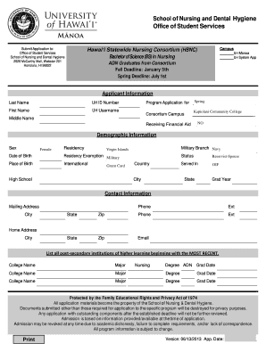 Fillable Online nursing hawaii Hawai'i Statewide Nursing Consortium (HSNC) - University of Hawai ...