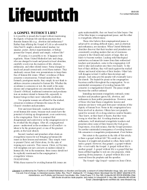 Fillable Online lifewatch A gospel without life? - Lifewatch - lifewatch Fax Email Print - pdfFiller