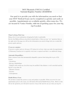 Fillable Online DOT Physicals: FMCSA Certified Fax Email Print - pdfFiller