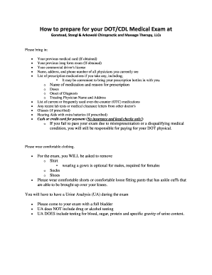 Fillable Online How to prepare for your DOT/CDL Medical Exam at Fax ...