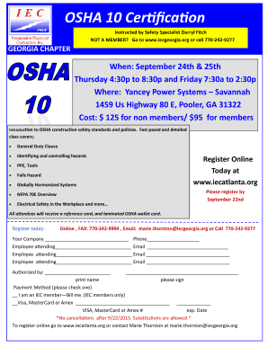 Fillable Online iecgeorgia OSHA 10 Certification - iecgeorgia Fax Email ...