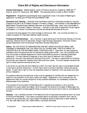 Fillable Online Client Bill of Rights and Disclosure Information Fax ...