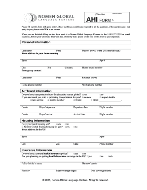 Fillable Online AHI FORM By: Fax Email Print - pdfFiller
