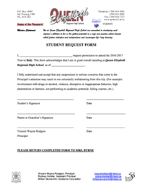 Fillable Online qerhs k12 nf STUDENT REQUEST FORM - qerhsk12nfca ...