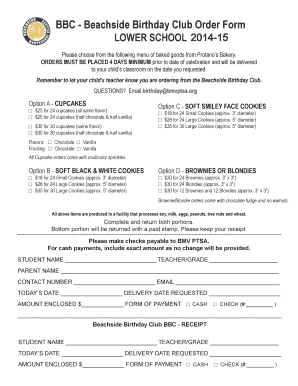 Fillable Online beachsidemontessori my-pta BBC - Beachside Birthday ...