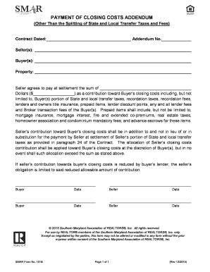 Fillable Online southernmarylandrealtors Payment of closing costs ...