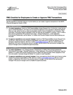 Fillable Online montgomeryschoolsmd FMS Checklist for Employees to ...