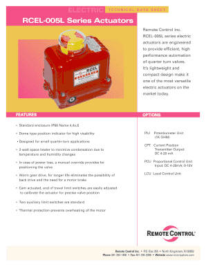 Fillable Online ELECTRIC TECHNICAL DATA SHEET RCEL-005L Series ...