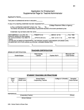 Fillable Online browndeer schoolfusion Application for Employment ...