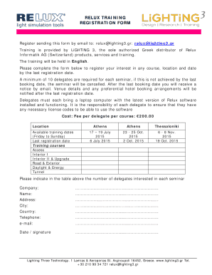 Fillable Online relux BRELUXb TRAINING REGISTRATION FORM Fax Email ...