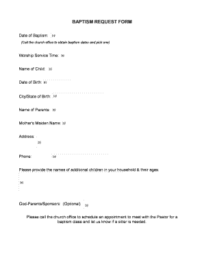 Fillable Online asburylv BAPTISM REQUEST FORM - asburylvorg Fax Email ...