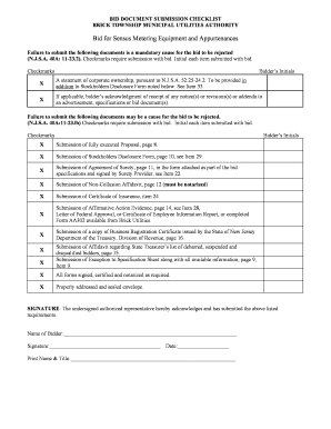 Fillable Online BID DOCUMENT SUBMISSION CHECKLIST Fax Email Print ...